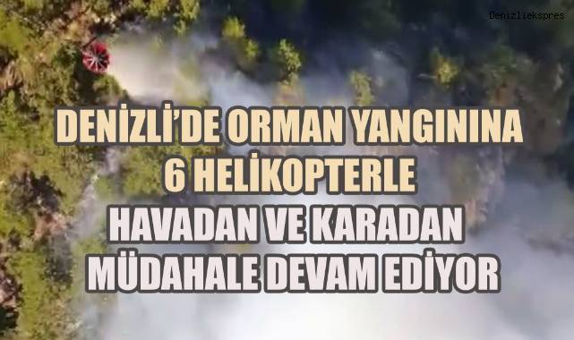 Denizli'de orman yangınına 6 helikopterle havadan ve karadan müdahale ...